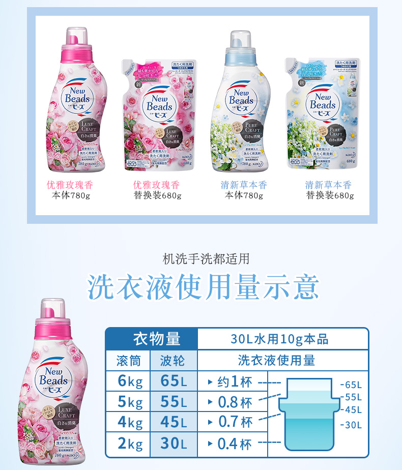 KAO花王 New Beads洗衣液公主本草香 780g