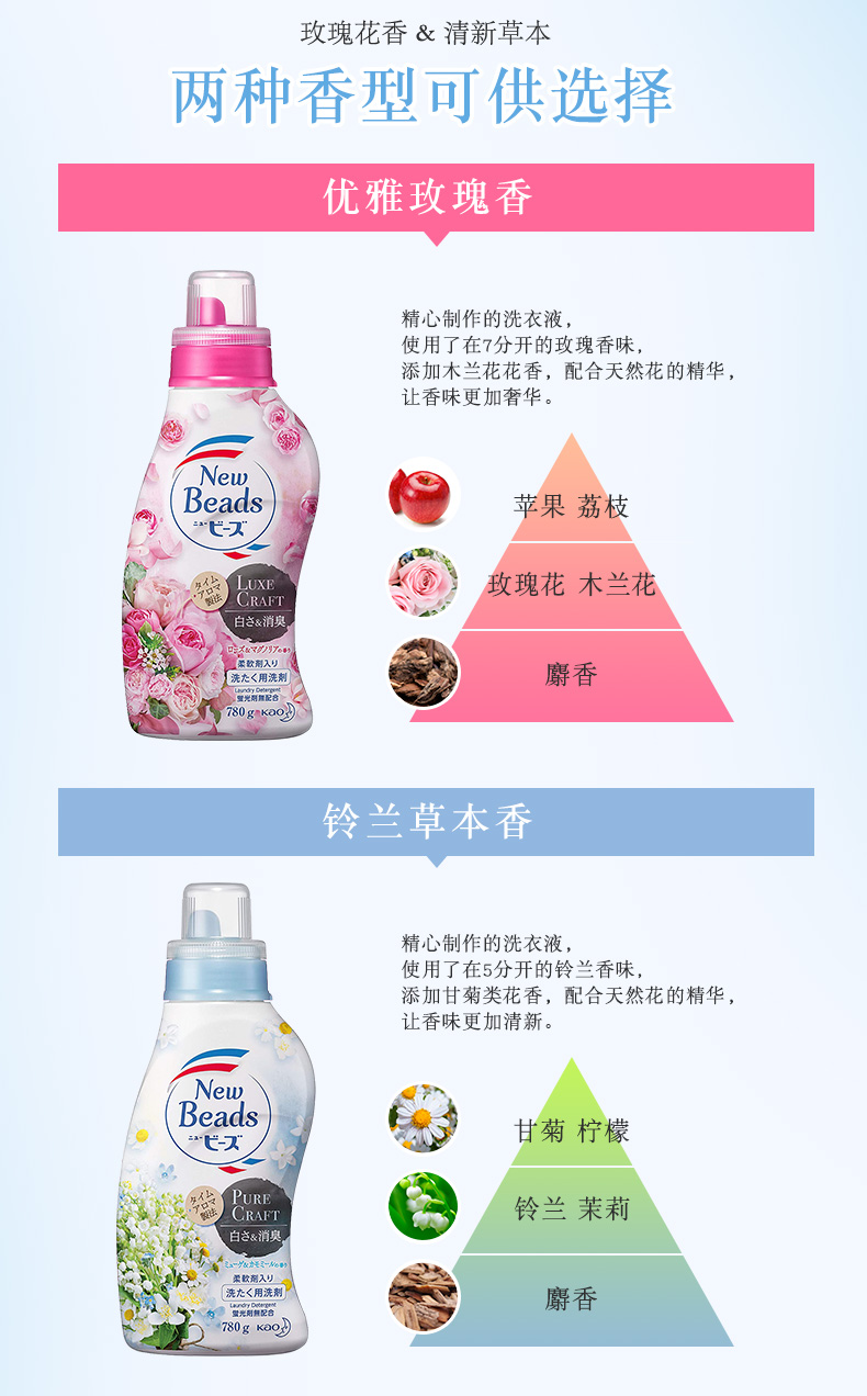 KAO花王 New Beads洗衣液公主本草香 780g