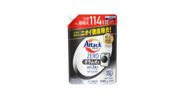 KAO花王 Attack ZERO浓缩型酵素洗衣液 超高清洁力深层去污 补充装 1140g 滚筒专用